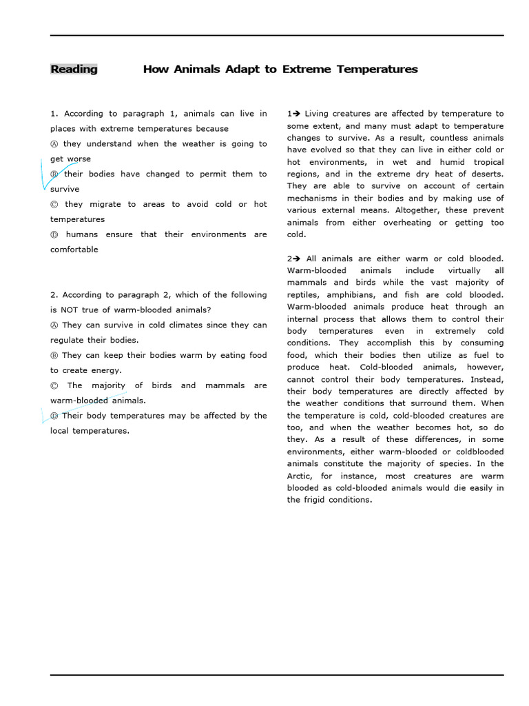 SeHan DRW Diagnostic Test 01 Reading Question | PDF