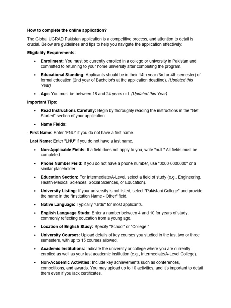 UGRAD Application Guidelines | PDF