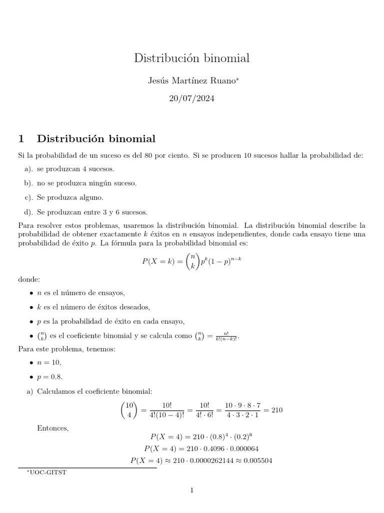 Distribución Binomial | PDF