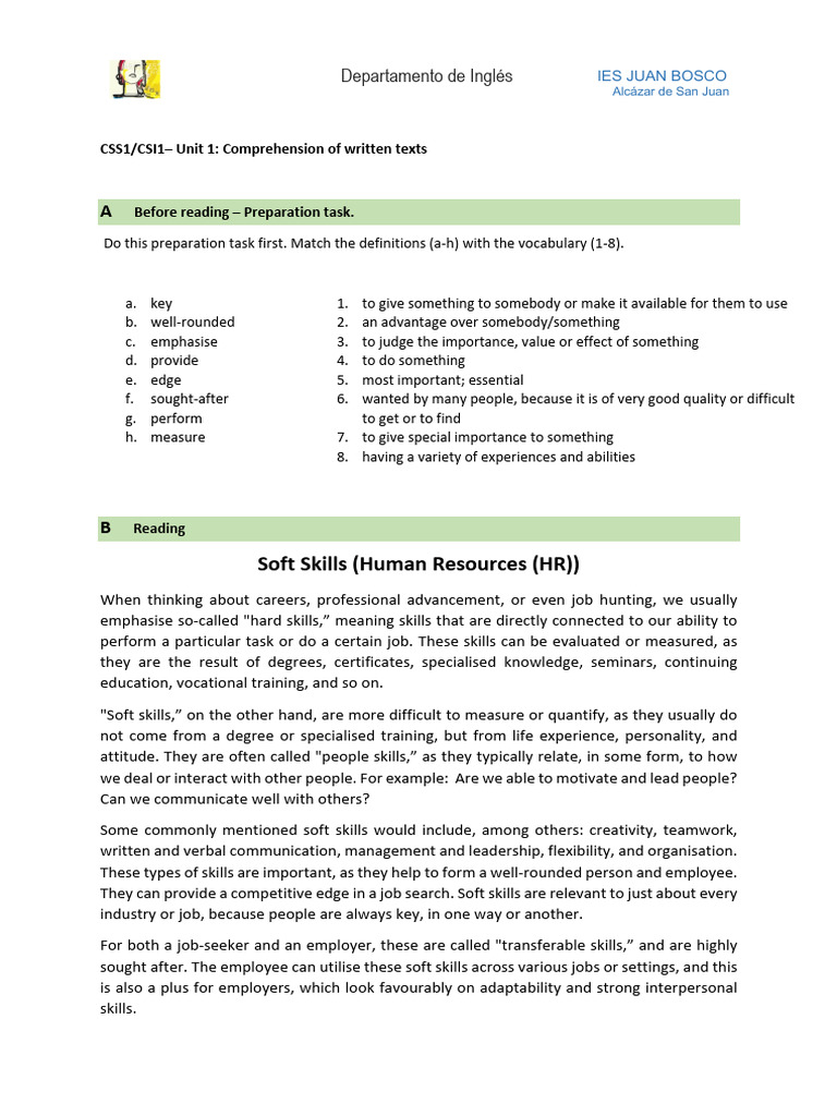 U1 Reading Soft Skills | PDF