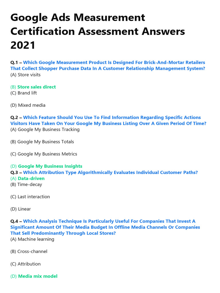 Google Ads Measurement Certification Guide | PDF | Advertising | Business