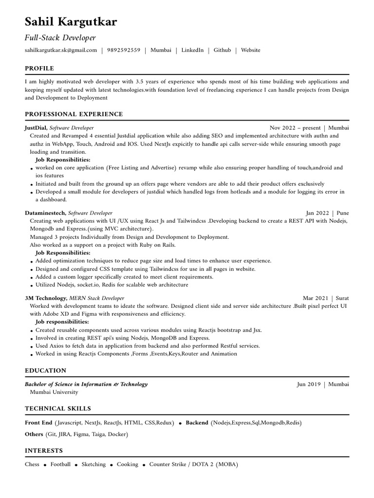 Sahil Resume | PDF
