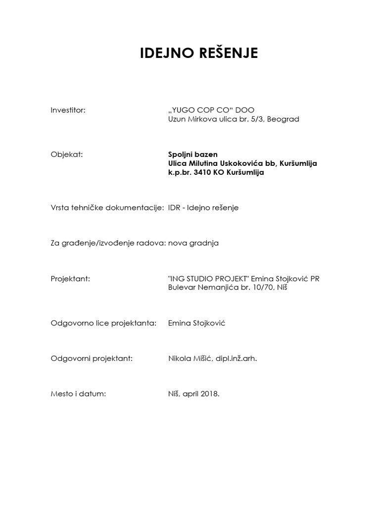 IDR Spoljni Bazen | PDF