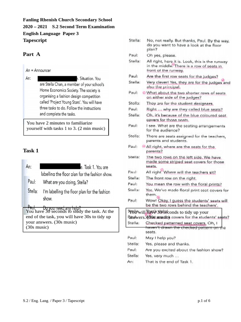 S2 2021 Term2 Exam Tapescript | PDF
