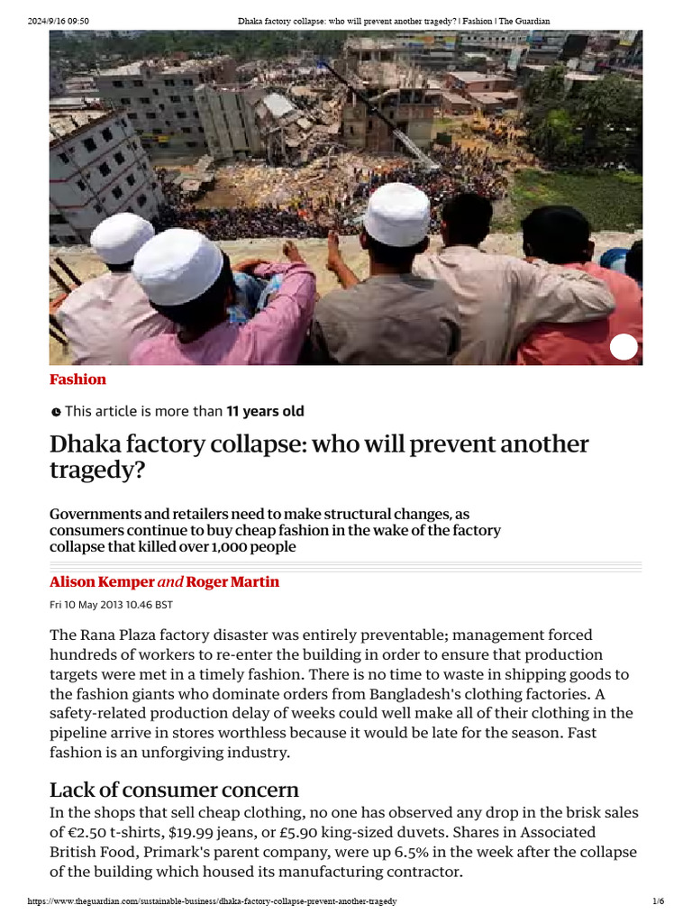 Dhaka Factory Collapse - Who Will Prevent Another Tragedy | PDF