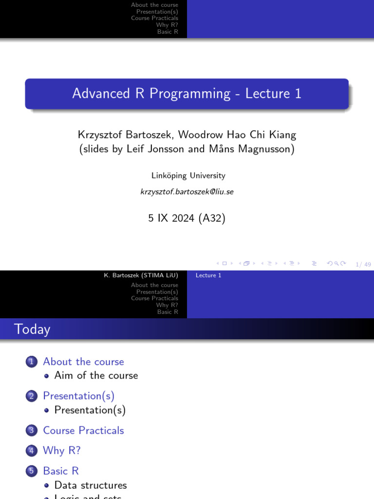 732A94_AdvancedRHT2024_Lecture01 | PDF