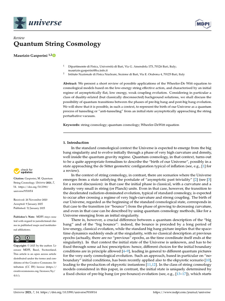 Quantum String Cosmology | PDF