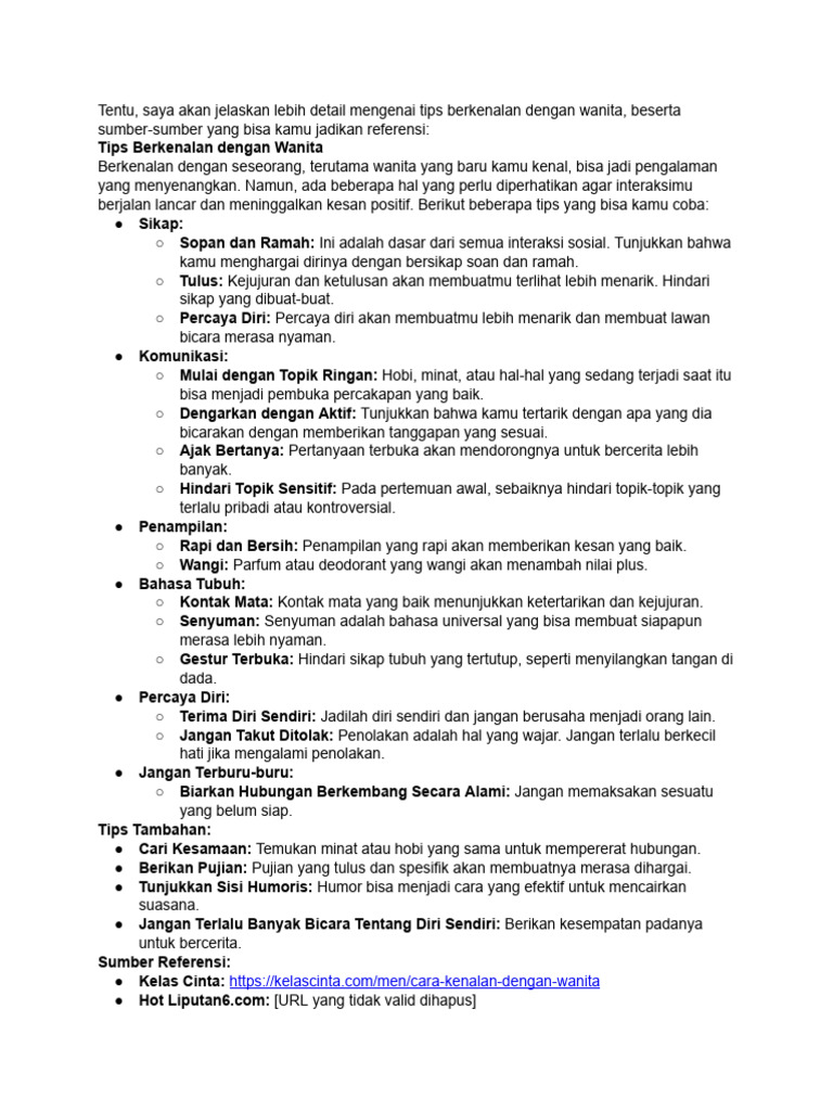Tips Kenalan Dengan Wanita | PDF | Karier & Perkembangan