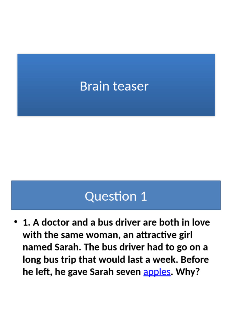Brain teaser Q&A | PDF