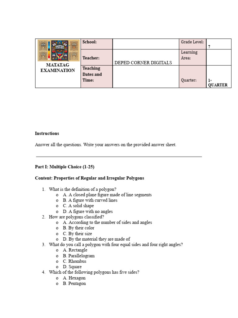 Math Deped Corner Digitals | PDF | Triangle | Polygon