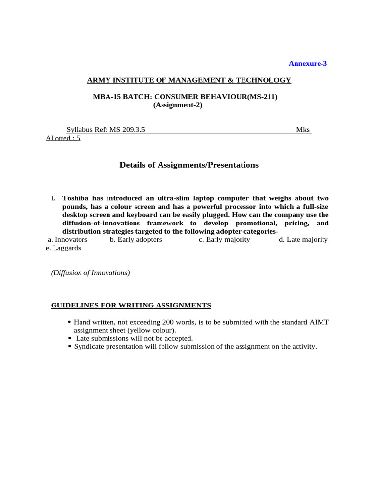 Annexure-3 Assignment | PDF