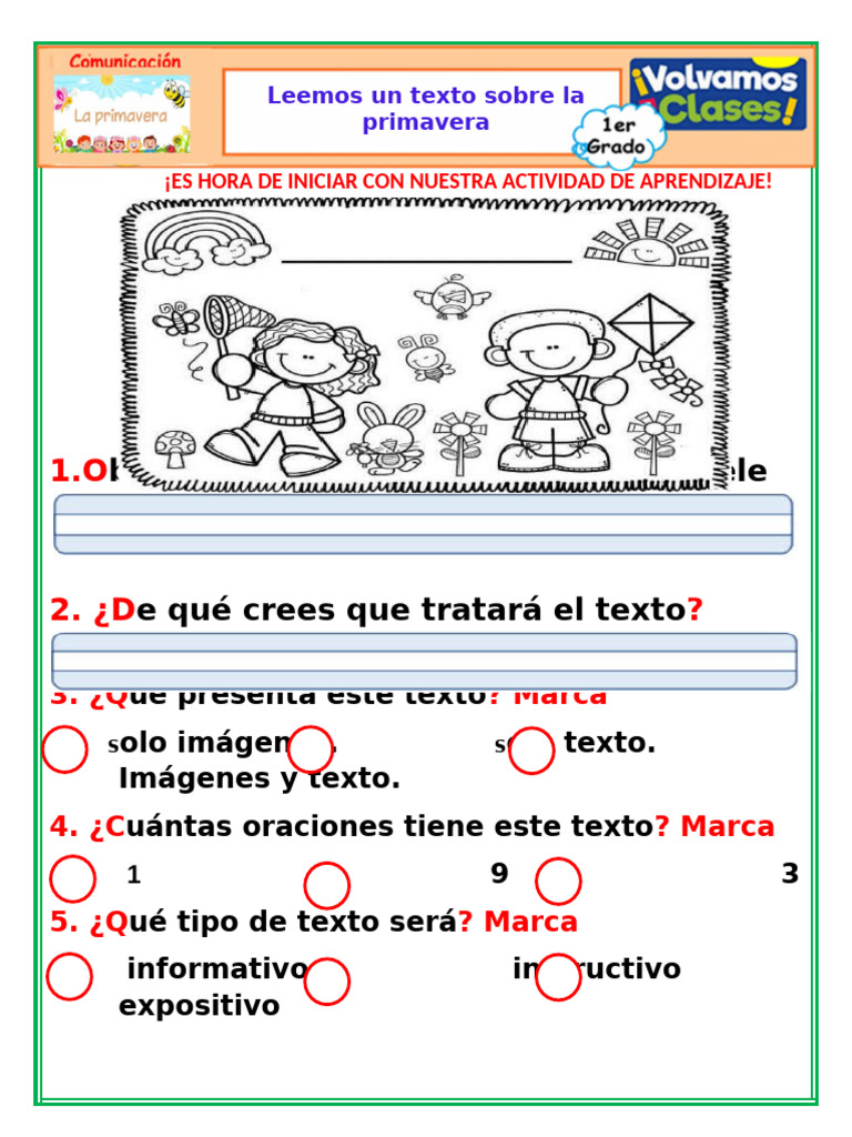 Ficha Com - Leemos Sobre La Primavera-1ero | PDF