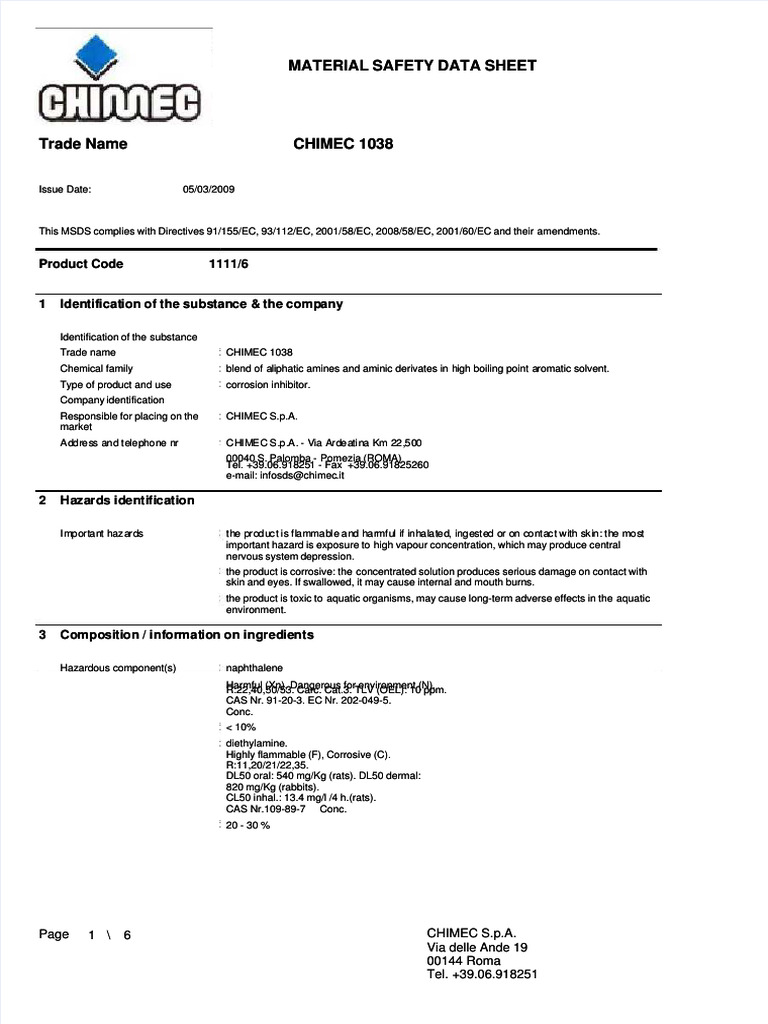 Chimec Nalco MSDS | PDF