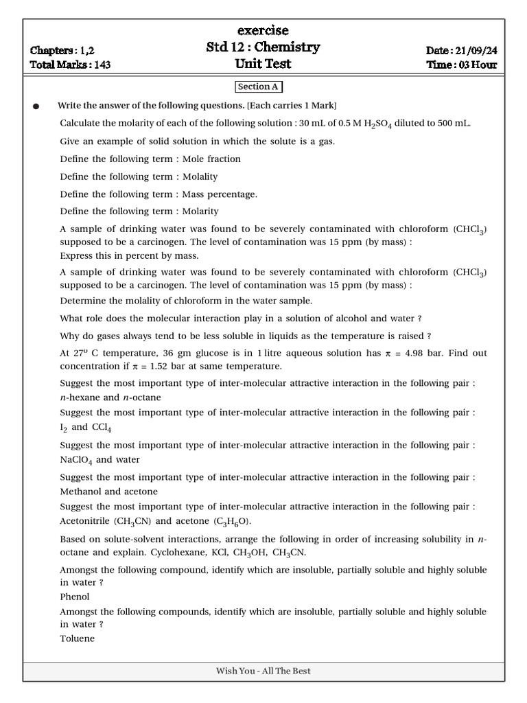 Chemistry CH 1 Exercise | PDF