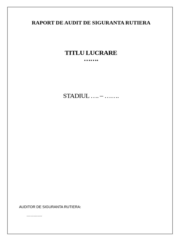 540-Model Raport Audit de Siguranta Rutiera | PDF