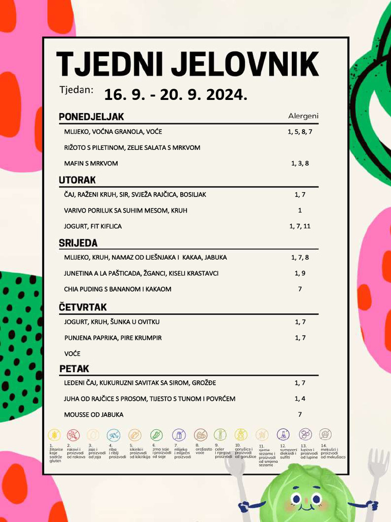 Tjedni-Jelovnik SK | PDF