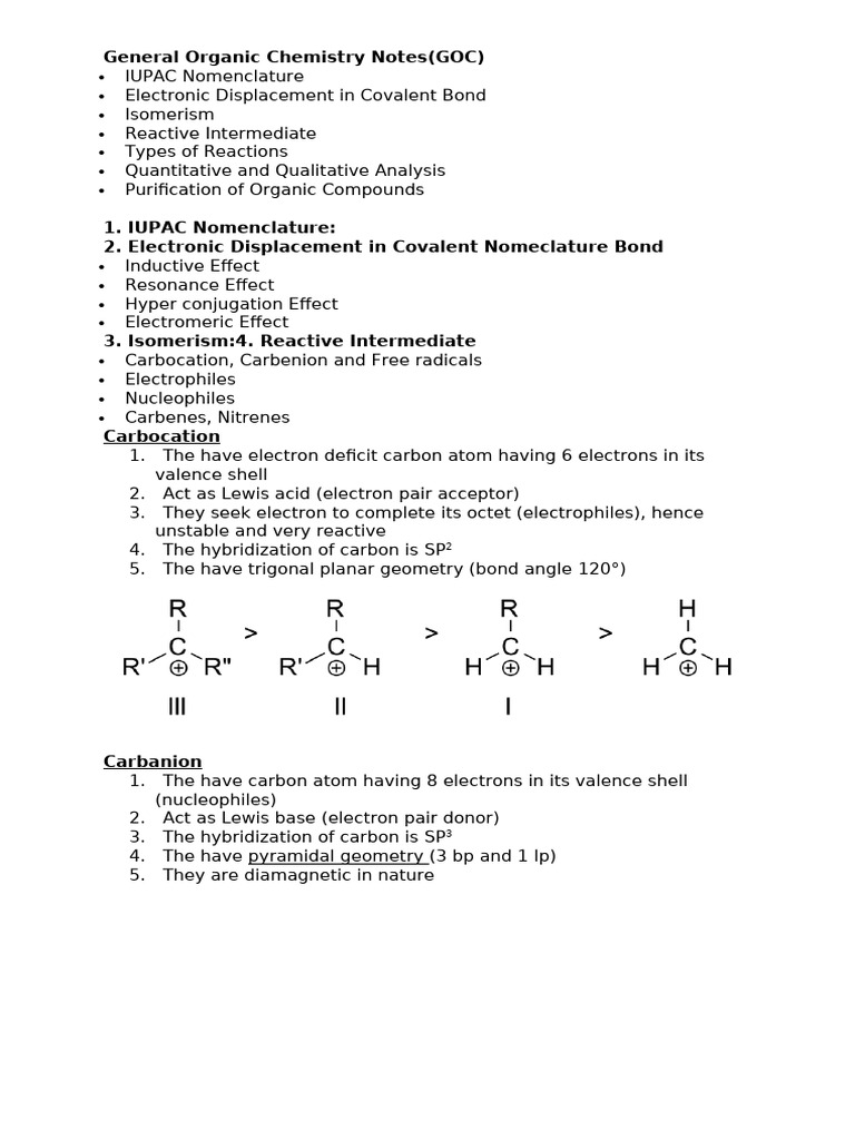 General Organic Chemistry Notes-A | PDF