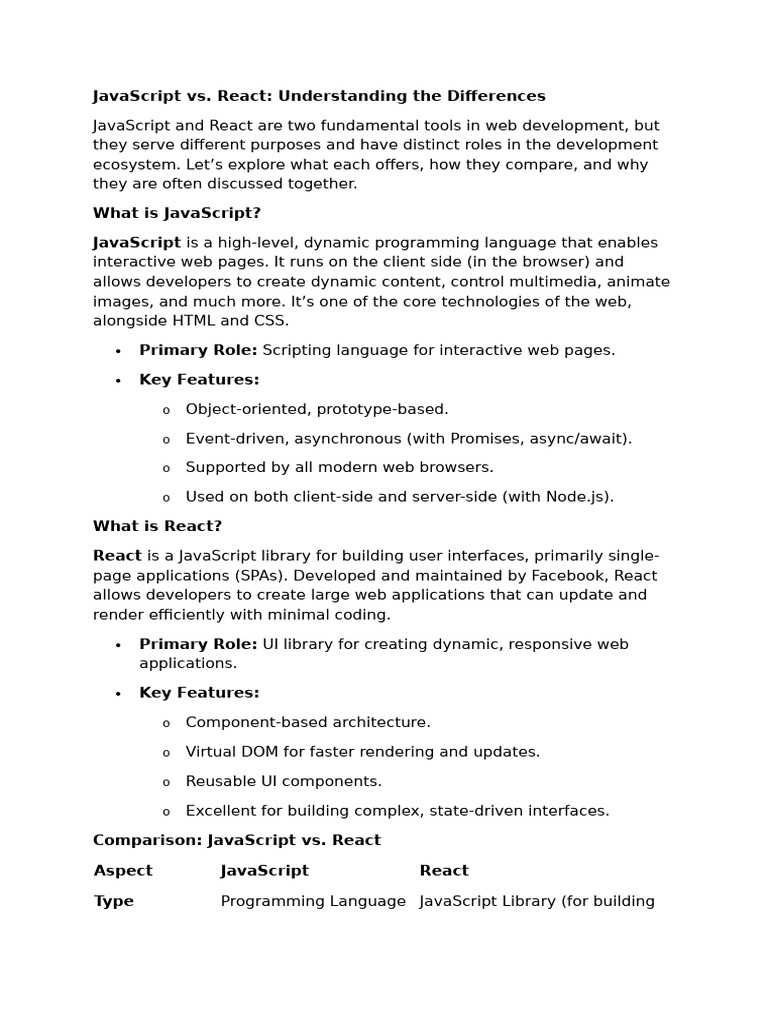 JavaScriptvs React | PDF | Java Script | Computers
