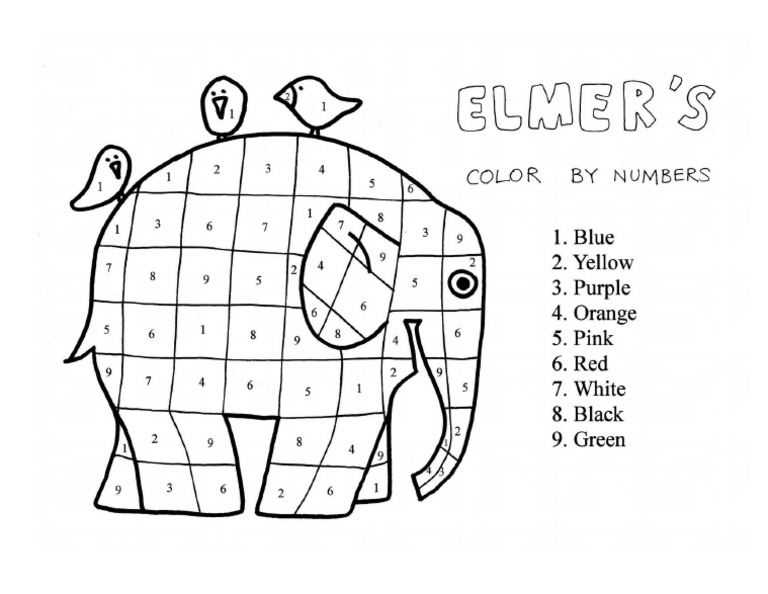 Elmer The Elephant Color by Numbers | PDF