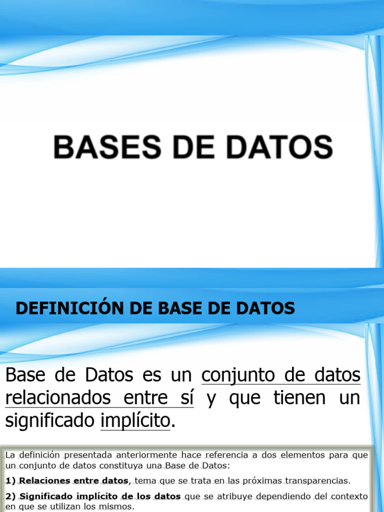 Definición y Conceptos de Bases de Datos | PDF | Bases de datos ...