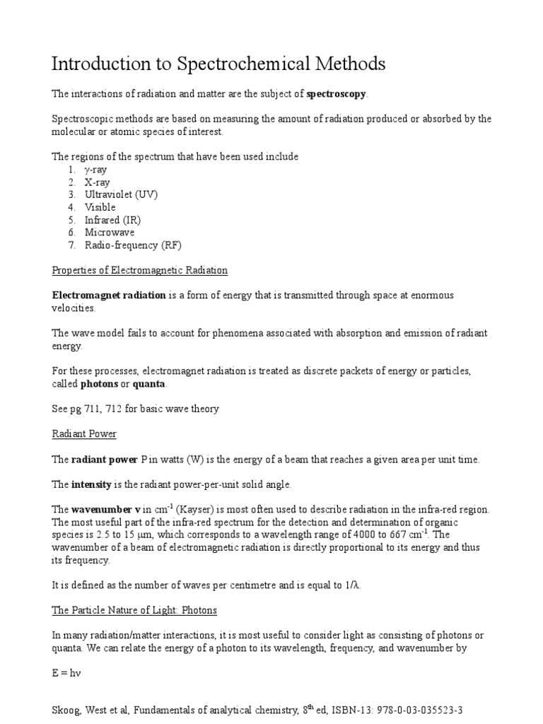 Introduction To Spectrochemical Methods | PDF