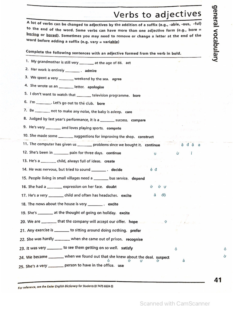 Verb To Adj, N | PDF