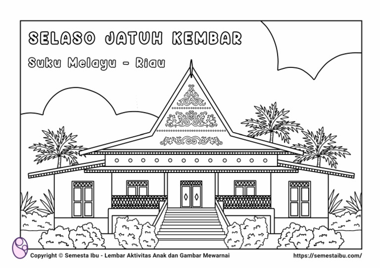 Gambar Mewarnai Sketsa Rumah Adat Riau | PDF