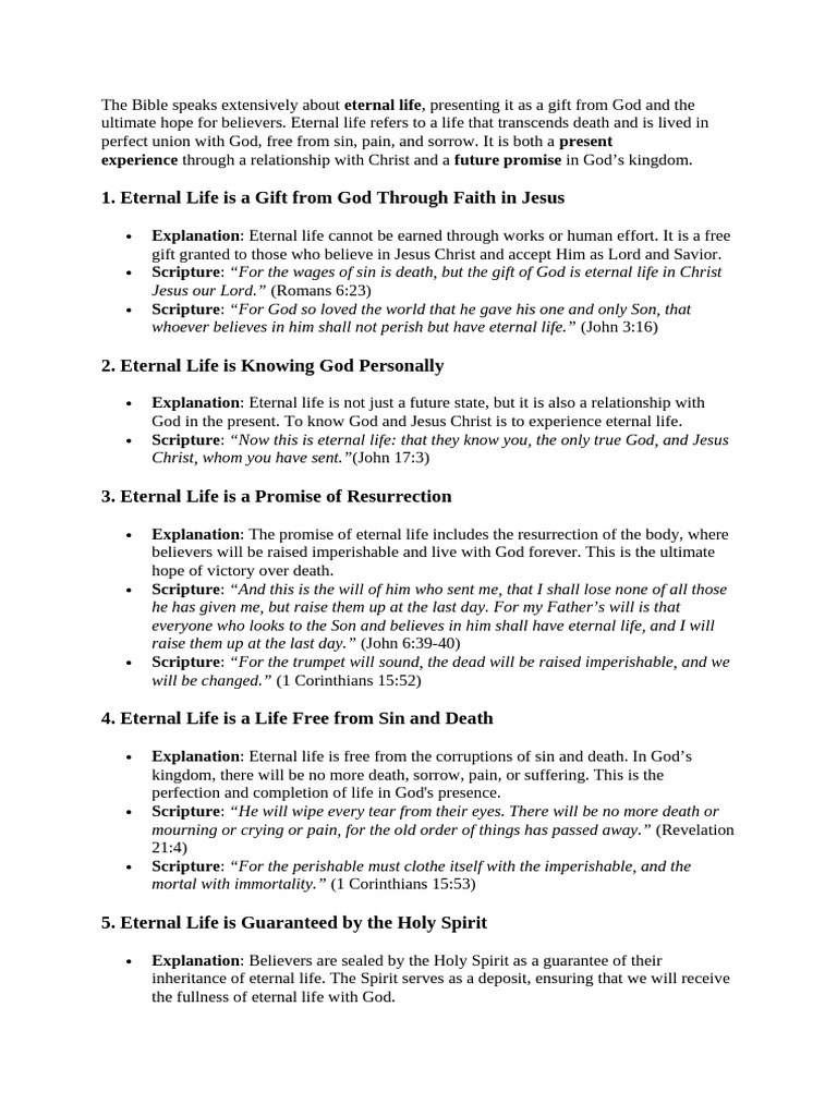 Understanding Eternal Life in Christianity | PDF | Eternal Life ...