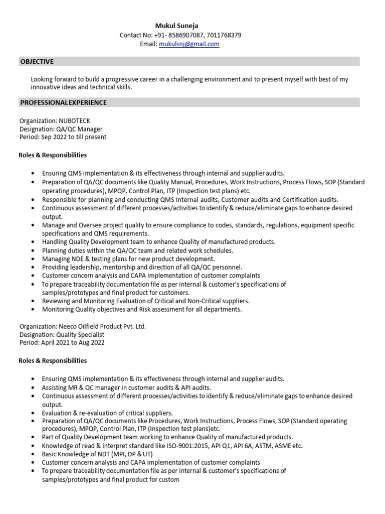 Resume Mukul Suneja | PDF