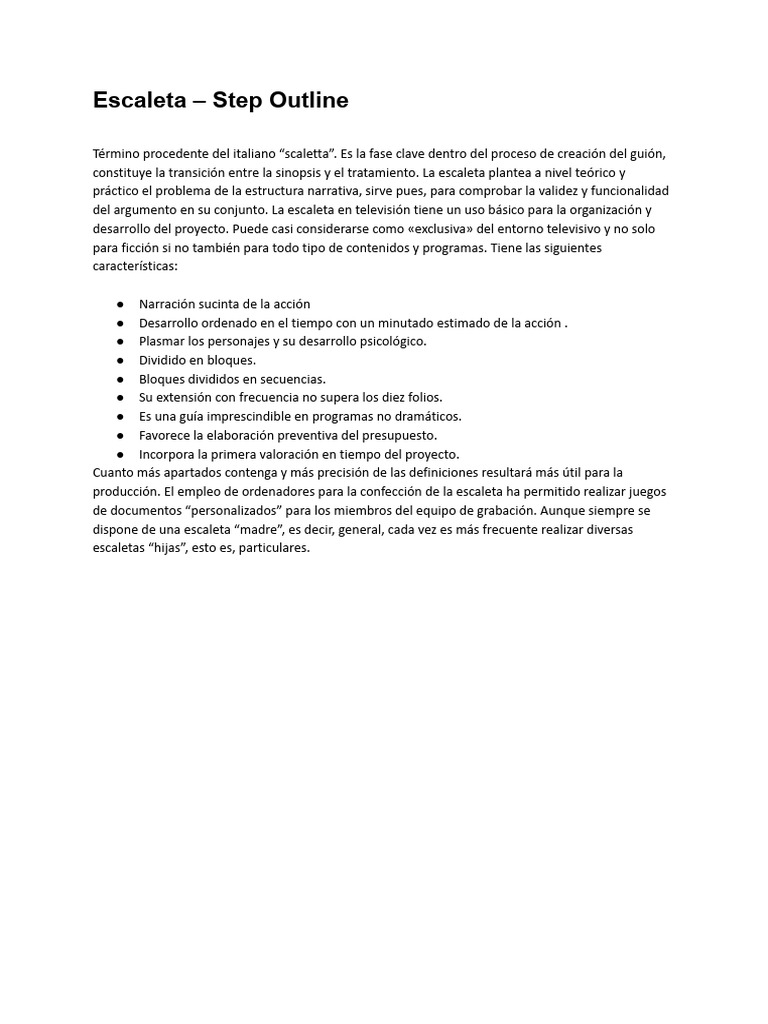 1.2.5 Escaleta - Step Outline | PDF