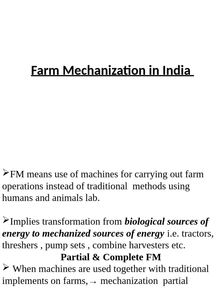 Farm Mechanization in India | PDF