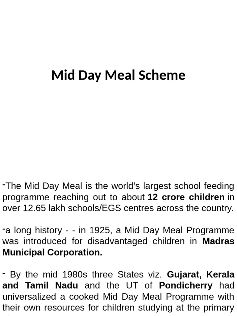 Mid Day Meal Scheme | PDF