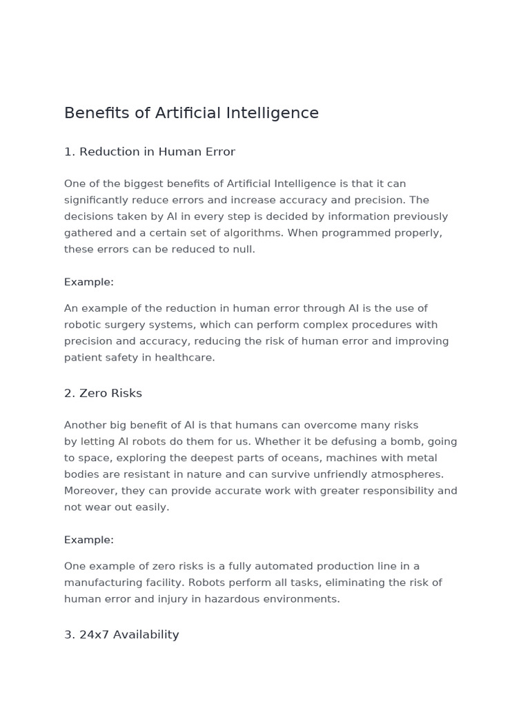 Advantages & Disadvantages of Artificial Intelligence | PDF