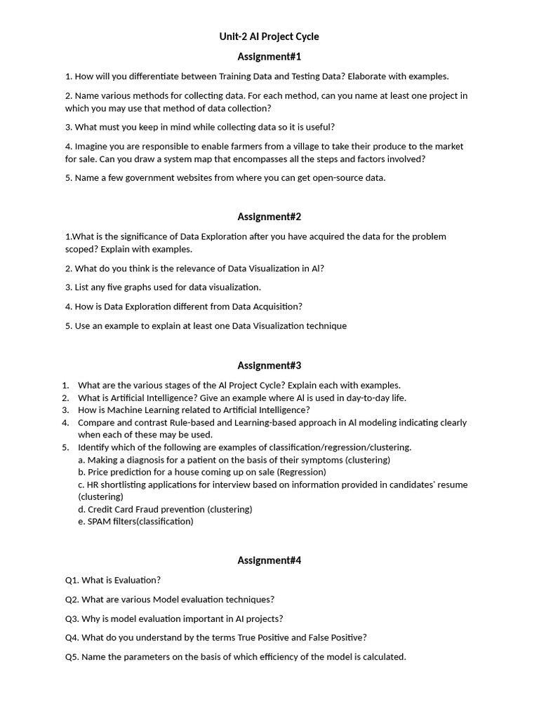 Unit-2 AI Project Cycle Assignments | PDF