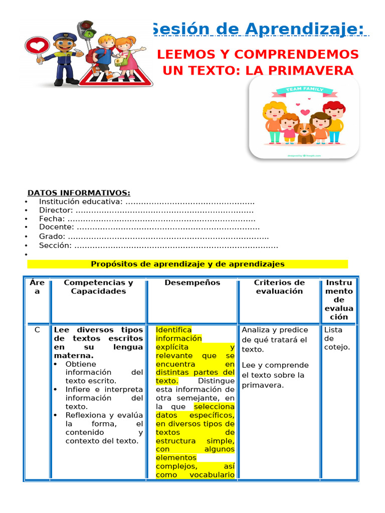 4° Sesión Día 5 Com Leemos y Comprendemos Un Texto La Primavera | PDF