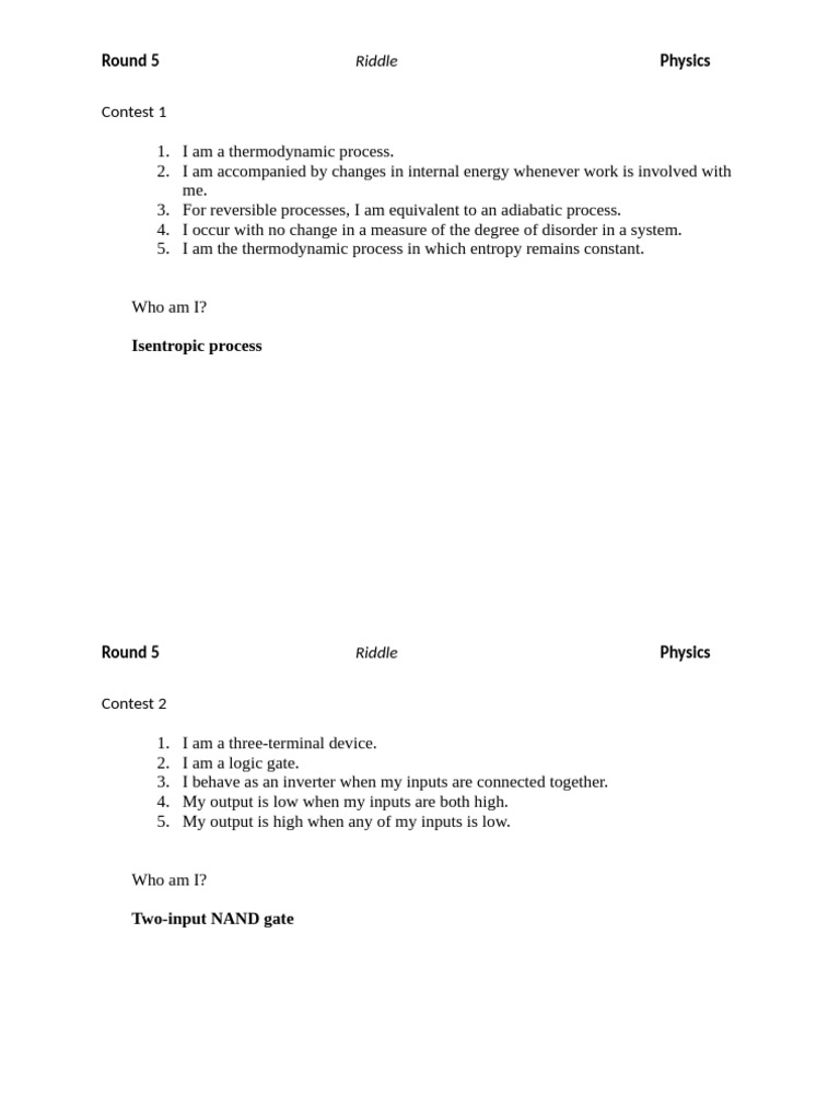 Round 5 - Physics 2020 | PDF