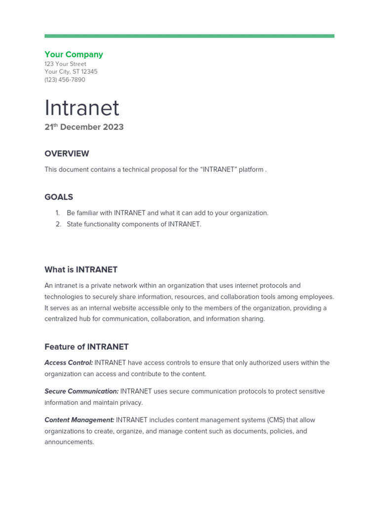 INTRANET Proposal | PDF