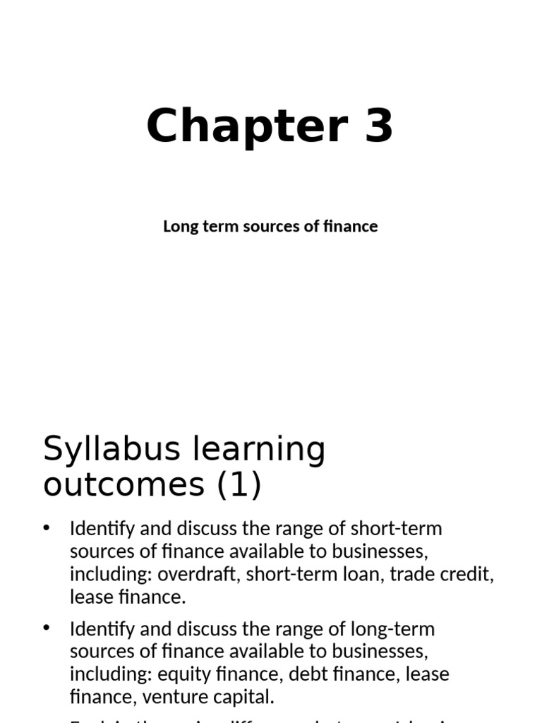 Chapter 3 - Long Term Sources of Finance | PDF