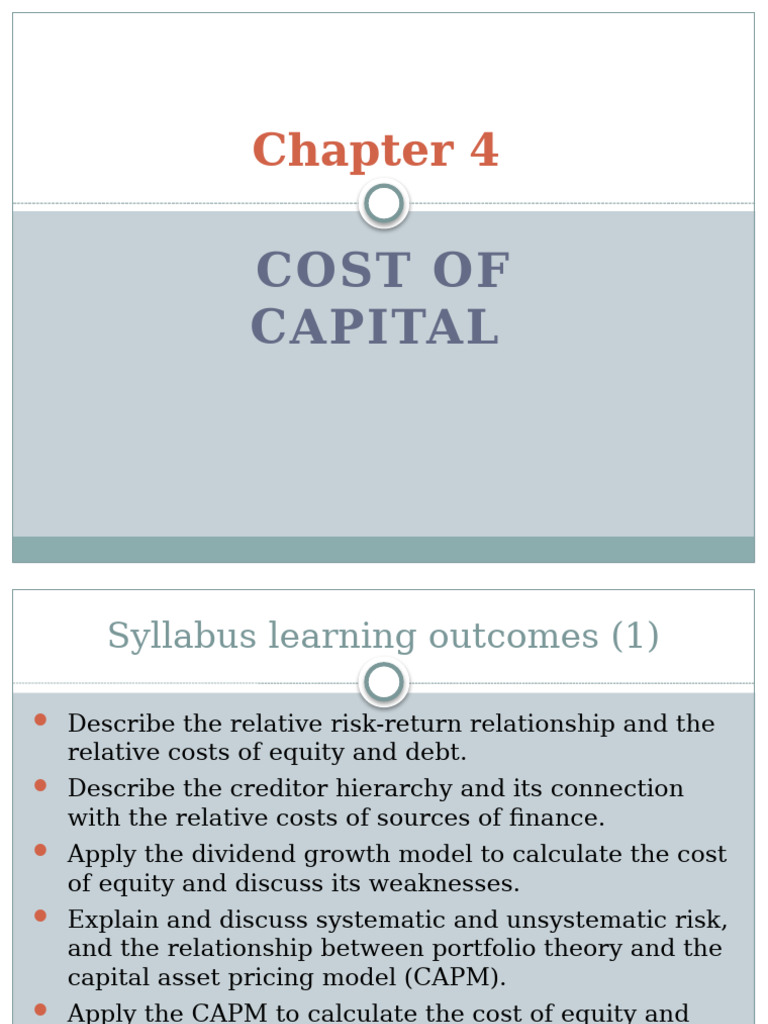 Chapter 4 - Cost of Capital | PDF