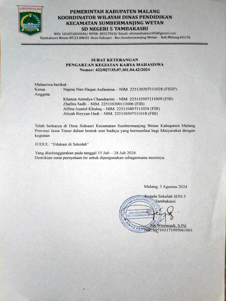 Surat Pengakuan Karya | PDF