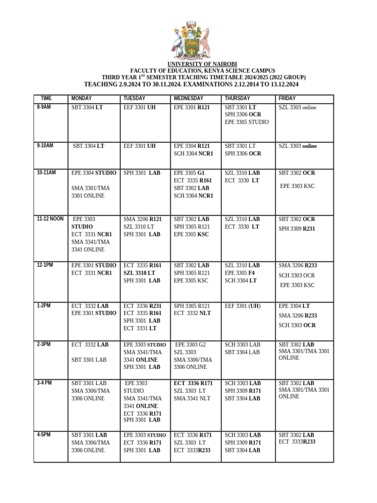 Third Year Teaching Timetable 3.1 2024-2025 V1 | PDF
