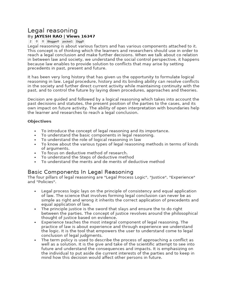 Components of Legal Reasoning | PDF
