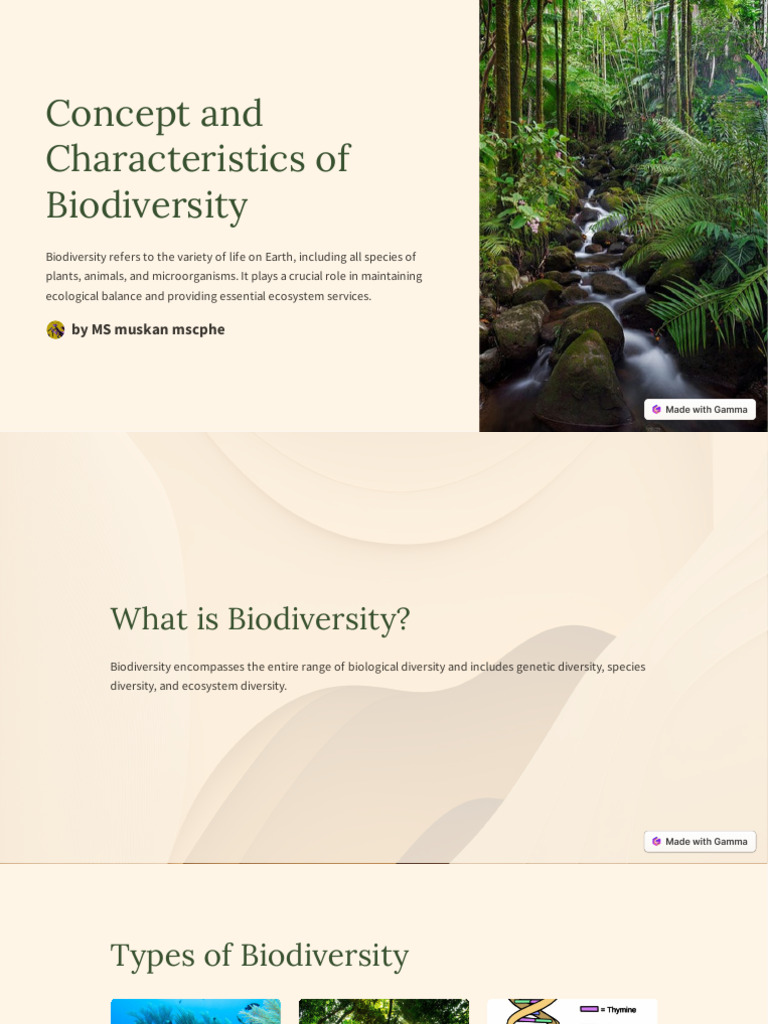Concept and Characteristics of Biodiversity | PDF