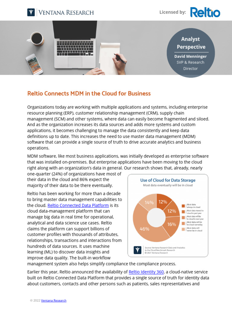 Ventana Research Analyst Perspective Reltio Reltio Connects MDM in The Cloud For Business ...