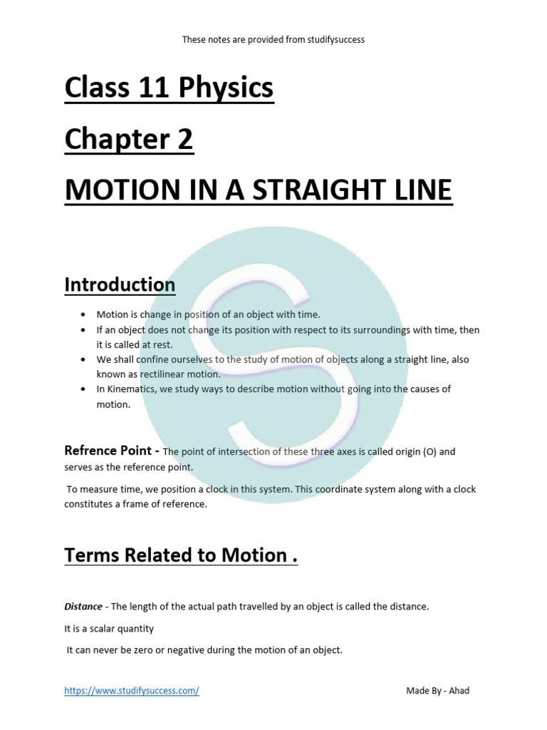 Class 11 Physics Ch-2 Notes | PDF