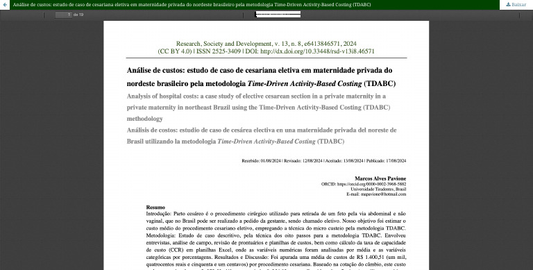 Tdabc - Metodologia Microcusteio para Cesariana Eletiva | PDF
