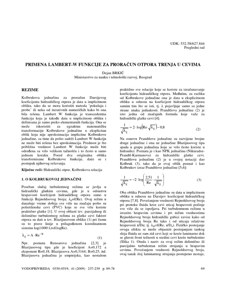 Knjiga Ra Unska Hidraulika Te Enje U Cevima 1585039090421 | PDF