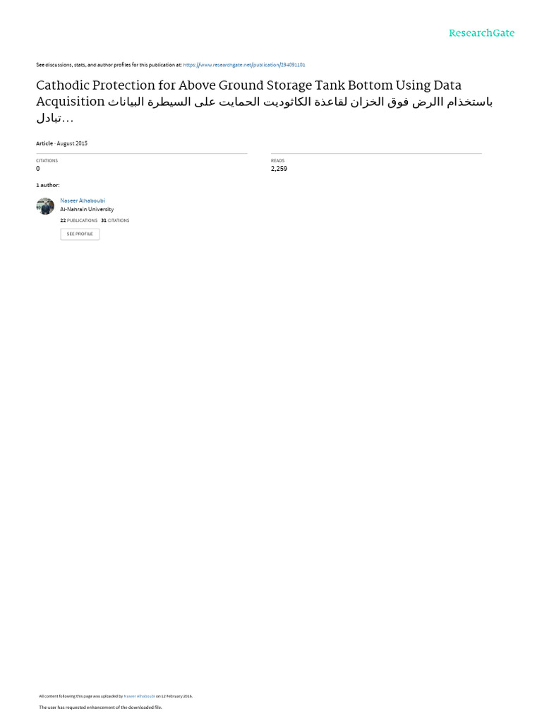 Cathodic Protection for Tanks | PDF | Corrosion | Science & Mathematics