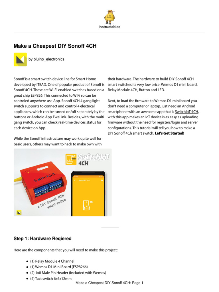 Make A Cheapest DIY Sonoff 4CH | PDF