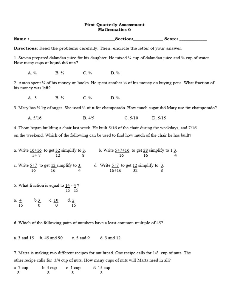 Math 6 | PDF
